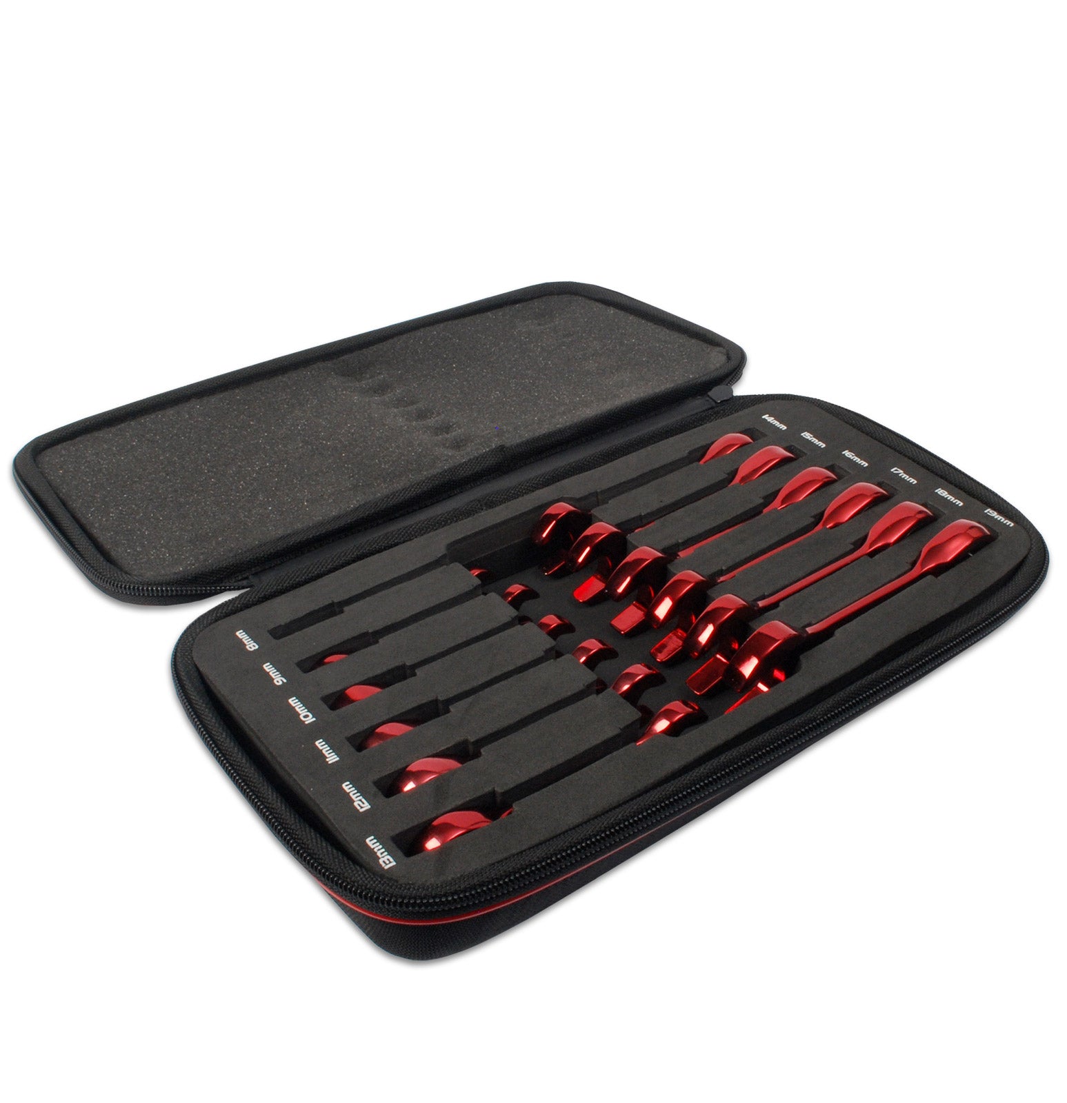 Red Pro Soft Case Spanner Sets | 8 & 12 Piece Ratchet and Combination ...